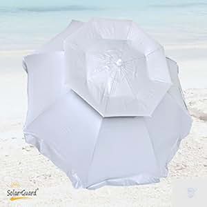 Amazon.com : 6 ft Solar Guard Dual Canopy Beach Umbrella - UPF 150 ...