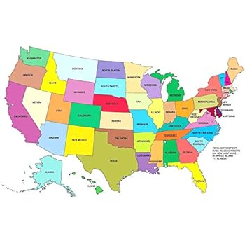 Amazon.com: UNITED STATES MAP GLOSSY POSTER PICTURE PHOTO america usa ...