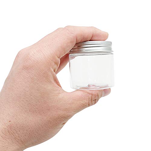 2 Ounce Plastic Jars with Aluminum Lid Leak Proof Clear Containers Jars ...