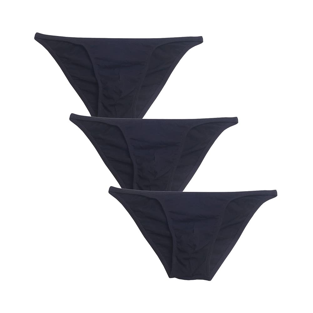 COMLIFE Men's Black Color String Briefs Comfort Cotton String Bikinis ...
