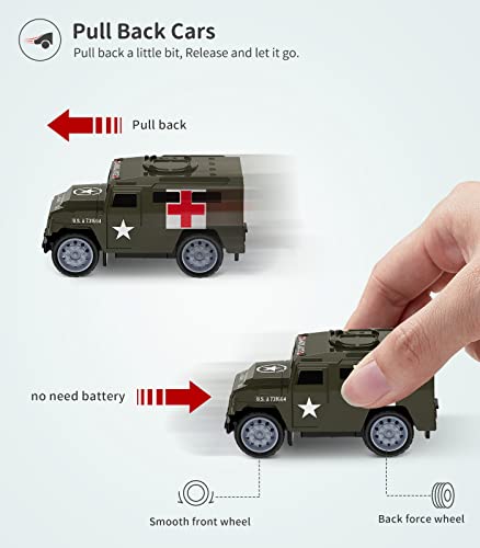 Geyiie Army Truck Toys Cars, Die-cast Small Military Truck Fighting ...