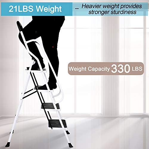 Lucky Tree Stable Step Ladder 4 Step with Hand Grips Safety Ladders ...