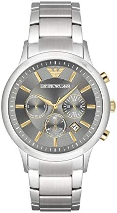 Emporio Armani Men's Quartz Stainless Steel Casual Watch, Silver-Toned ...