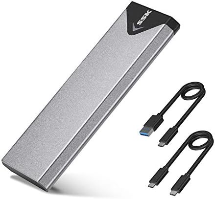 SSK Aluminum M.2 NVME SATA SSD Enclosure Adapter, USB 3.2 Gen 2 (10Gbps ...