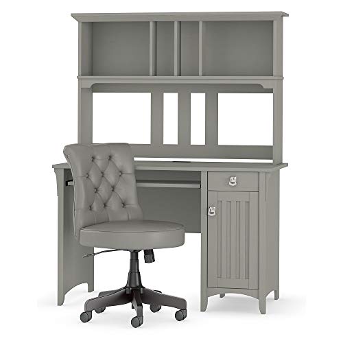 Bush Furniture Salinas Computer Desk with Hutch and Mid Back Tufted ...