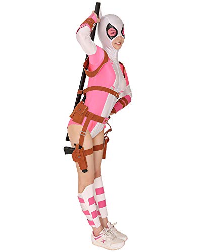 Miccostumes Women's Pink White Pool Cosplay Costume Bodysuit With Belt ...