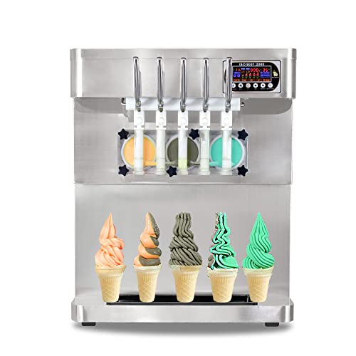 Kolice Commercial Countertop ETL 5 Flavors Soft Serve Ice Cream Machine ...
