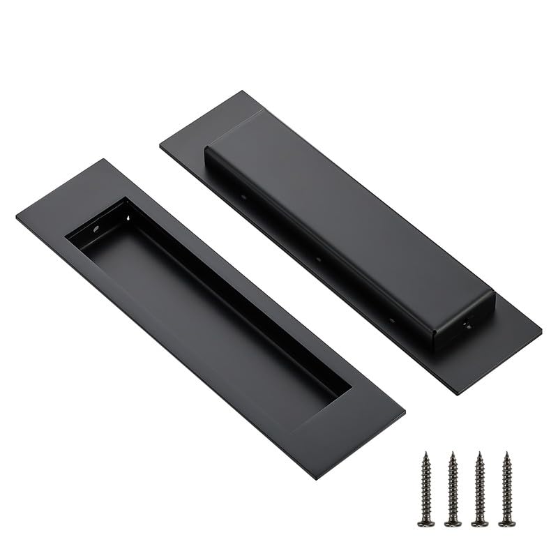 Ravinte 2 Pack Black Sliding Closet Door Handles Black Flush Pulls 8 ...