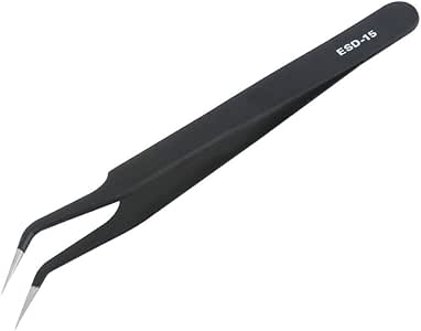 ESD-15 Curved Tweezers, Anti-static Stainless Steel Tweezers with ...