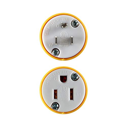 Miady Extension Cord Ends Male and Female, 15 Amp 125 Volt Heavy Duty Replacement Plug ...