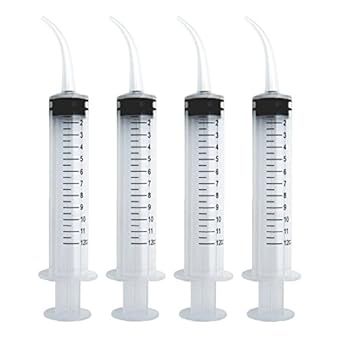 Dental Irrigation Syringe with Curved Tip and Graduation Marks, 12ml ...