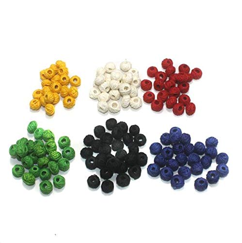 Beadsnfashion 150 Pcs. Cotton Thread Round Beads 6 Color Combo 12x8 mm ...