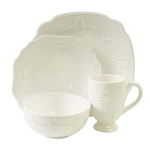 Amazon.com | Gabrielle 16 Piece Dinnerware Set Color: Cream: Dinnerware ...