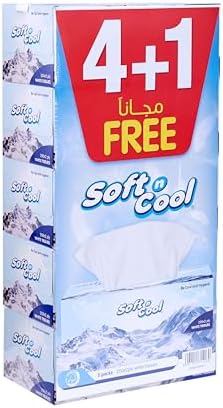 Soft N Cool White Facial Tissue 2 Ply, 200 Sheets, Pack of 4+1 Free Box ...