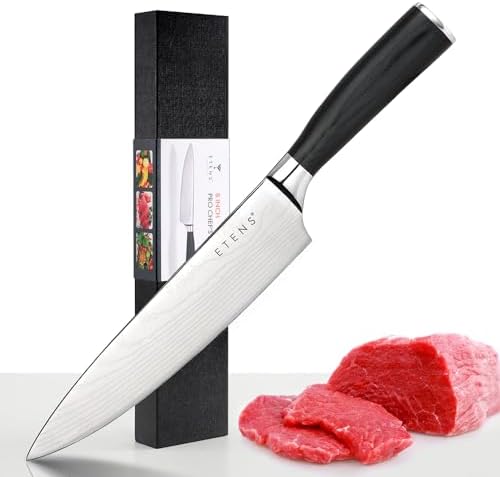 Etens Sharp Chef Knife, 8 Inch Meat Knife Cooking Chefs Knives, Carbon ...