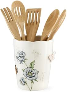 Amazon.com: Lenox Butterfly Meadow Porcelain Utensil Crock with Wooden ...