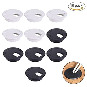 YoungRich 10 PCS Desk Grommet Desk Hole Cover Plug Cap Plastic Use to ...