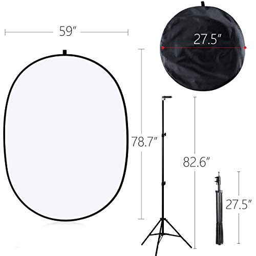 5'X7'Portable White Screen Backdrop with Stand White and Black 2-in-1 ...