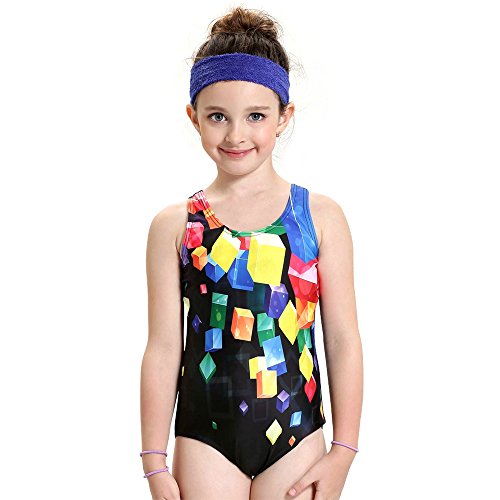 LANDUBI Little Girls' One Piece Swimsuit Solid Children Swimwear Girl ...
