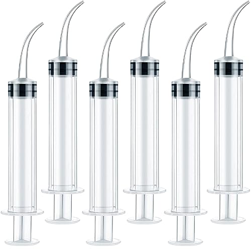 6 Pack Dental Irrigation Syringe, Wisdom Teeth Syringes with Curved Tip ...
