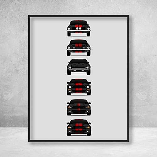 Amazon.com: Shelby Mustang GT500 Generations Poster Print Wall Art of ...