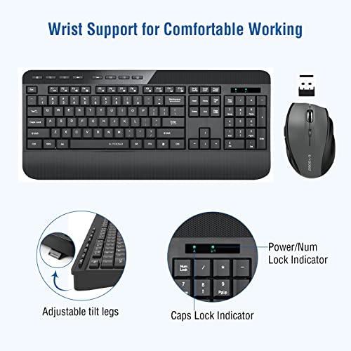Wireless Keyboard and Mouse Combo, E-YOOSO 18 Months Battery Life Cordless Keyboard, 2.4G Full ...