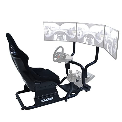 Conquer Pro Racing Simulator Seat Cockpit with Triple or Single Monitor ...