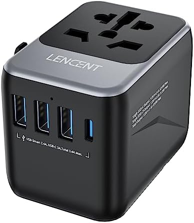 LENCENT Universal Travel Adapter, International Power Plug Adaptor with ...