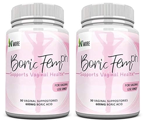 Boric Acid Vaginal Suppositories - 30 Count, 600mg - 100% Pure Made in ...