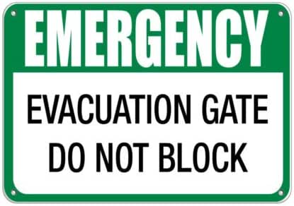Emergency Evacuation Gate Do Not Block Emergency Aluminum Metal Sign 18 ...