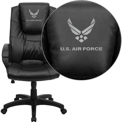 Flash Furniture United States Air Force Embroidered Black Leather ...