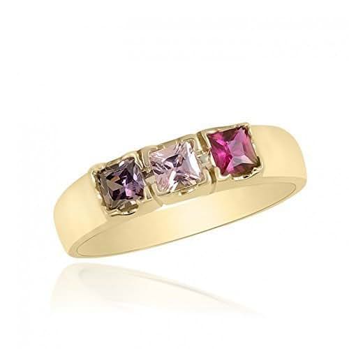 Amazon.com: 10K Yellow Gold Simple and Elegant Ring – 3 Birthstone ...