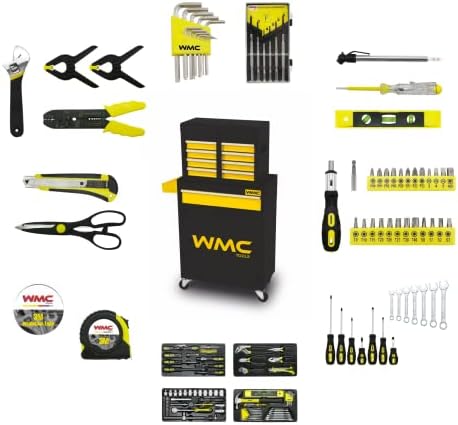 WMC Tools - Garage Drawer Roller Cabinet with Tool Set of 257 instruments, Trolley for hand ...
