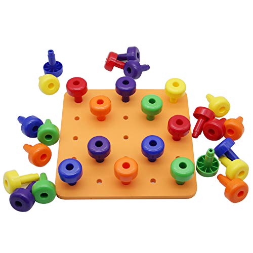 MorTime Stacking Peg Board Set Toy - Pegboard Pattern Cards Games ...