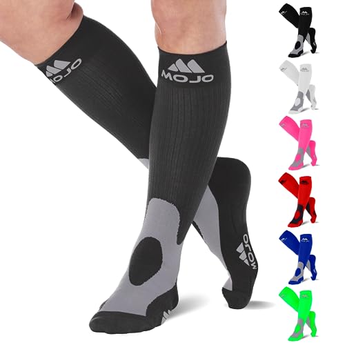Mojo Compression Socks Full Calf Plus Size 3X-Large 20-30mmHg - Grey ...