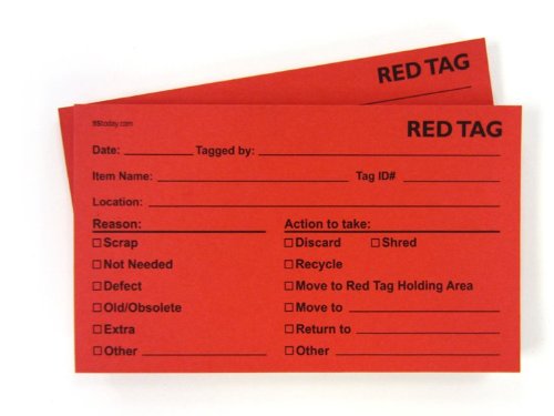 5S Red Tags : Adhesive Stickers (25 red tags) and 6S: Industrial ...