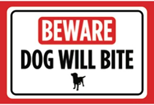 Amazon.com: Beware Dog Will Bite Print Red White Black Poster Symbol ...