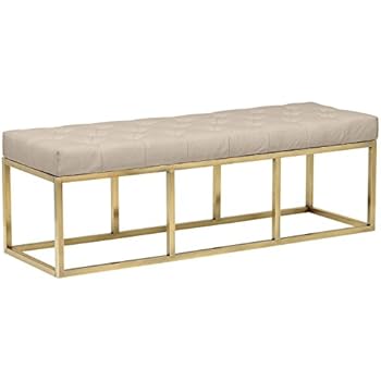 Amazon.com: Rivet Glam Tufted Seat Upholstered Bench with Gold Legs ...