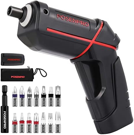 POSENPRO Cordless Electric Screwdriver, 4V Rechargeable Power ...