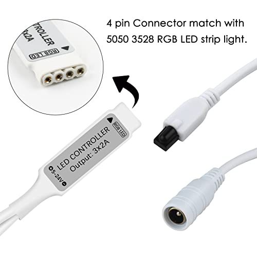 RGBZONE Mini 4 PIN RGB IR LED Controller 24 Keys for SMD 3528 5050 5630 ...