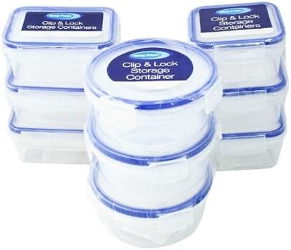 12x SMALL CLIP & LOCK PLASTIC FOOD CONTAINER STORAGE TUB - ROUND SQUARE ...
