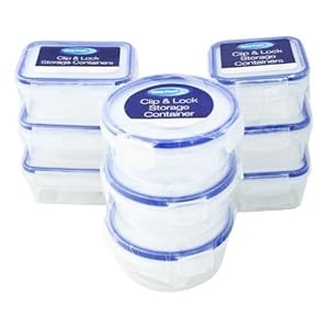 12x SMALL CLIP & LOCK PLASTIC FOOD CONTAINER STORAGE TUB - ROUND SQUARE ...