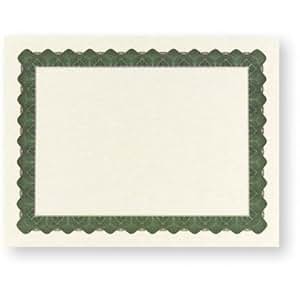 Amazon.com : Metallic Green Certificate Border Paper Stock : Blank ...