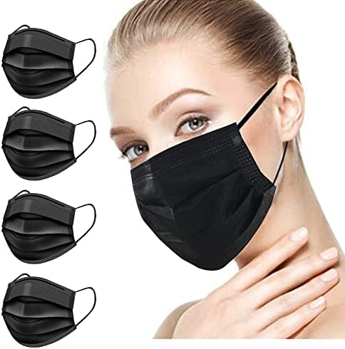 NaineLa Black Disposable Face Masks 100 PCS 3 Ply Filter Protection ...