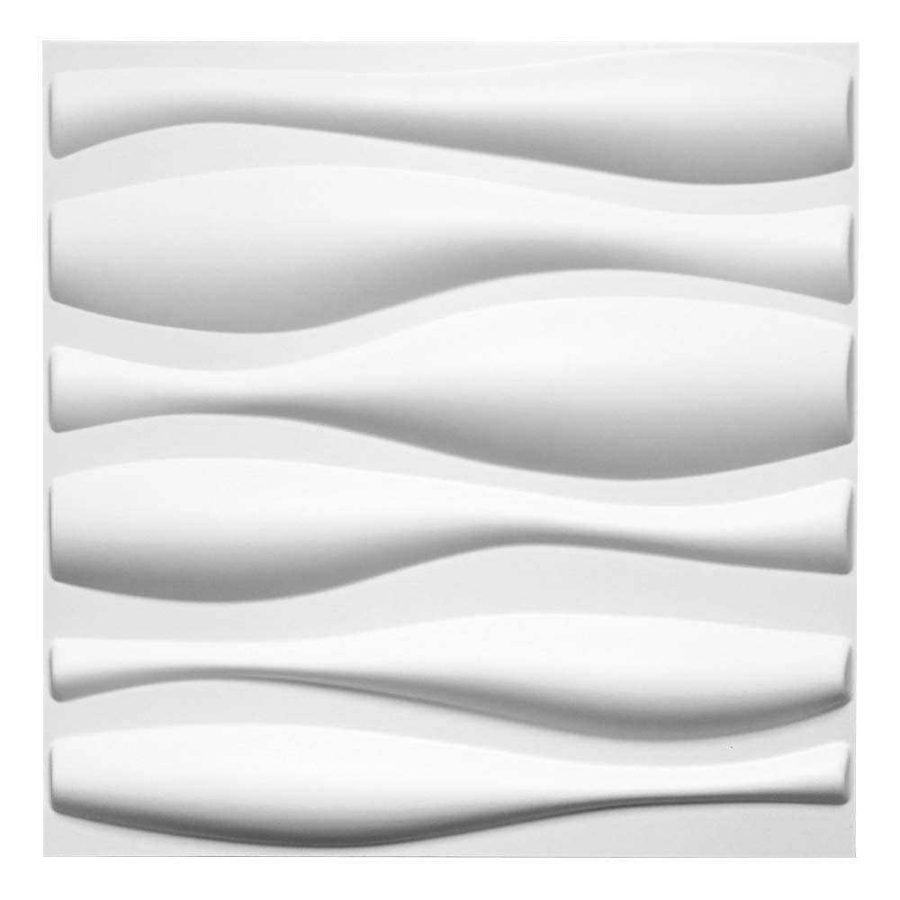 Art3d Durable Plastic 3D Wall Panel PVC Wave Wall Design, White, 12 ...