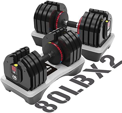 Merax Deluxe 2 x 80 Pounds Adjustable Dumbbells, 18-in-1 Dumbbell 5 ...