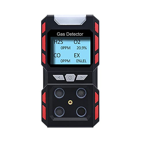 GiiHoo 4 Gas Detector for H2S, O2, CO and EX Portable Visual Gas Monitor with Sound Light ...