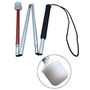 Aluminio Baston Blanco para Ciegos y Baja Vision Plegable, 4 Secciones ...