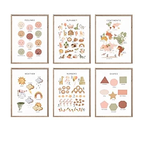 Batuba Design Set of 6 FRAMLESS 8''x10'' Poster Wal Decor Art, Alphabet ...