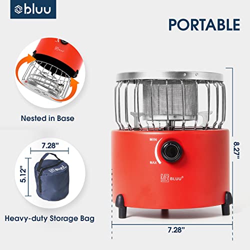 BLUU Scorch 2 in 1 Camping Outdoor Propane Heater & Stove, Gas Stove Camp Garage Tent Hunting ...